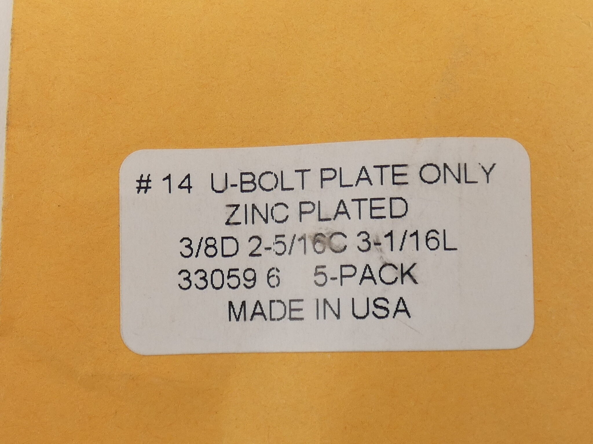 *5 Pack* Chicago #14 U-Bolt Mounting Plate Zinc 3/8D 2-5/16C 3-1/16L ...