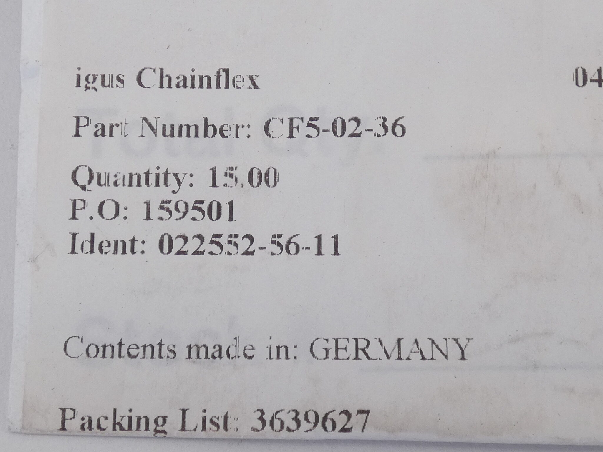 Igus CF5-02-36 Chainflex Cable Green 15 Ft – GPM Surplus
