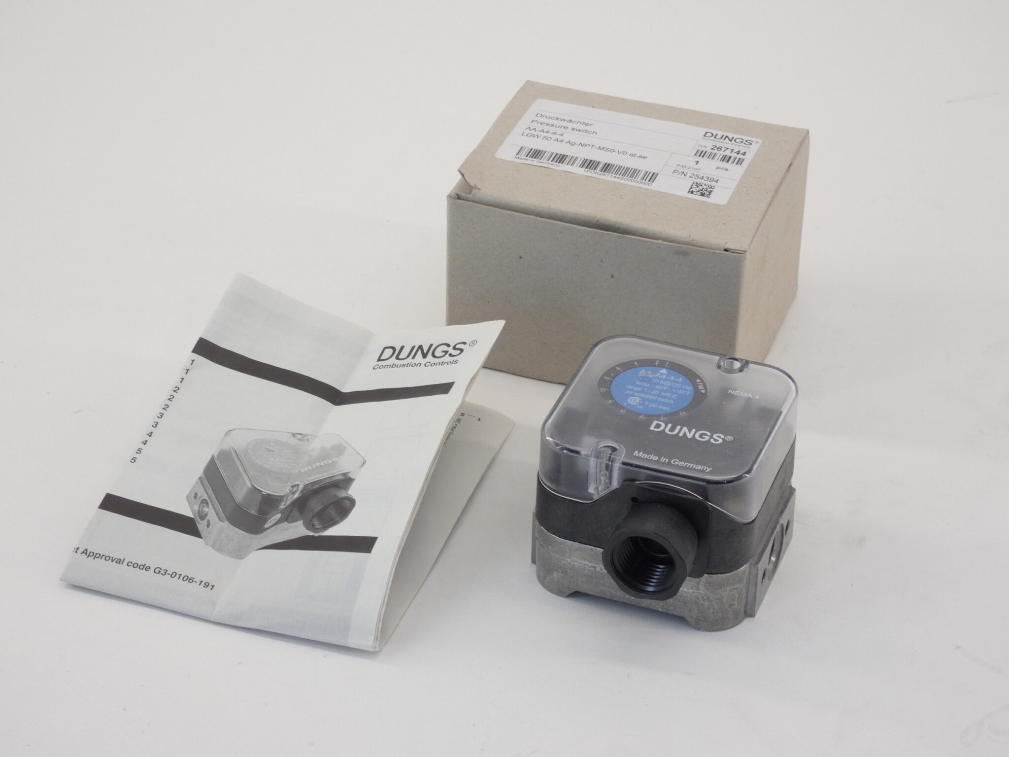 Dungs 267144 Air Operated Pressure Switch 1-20 inWC AA-A4-4-4 – GPM Surplus