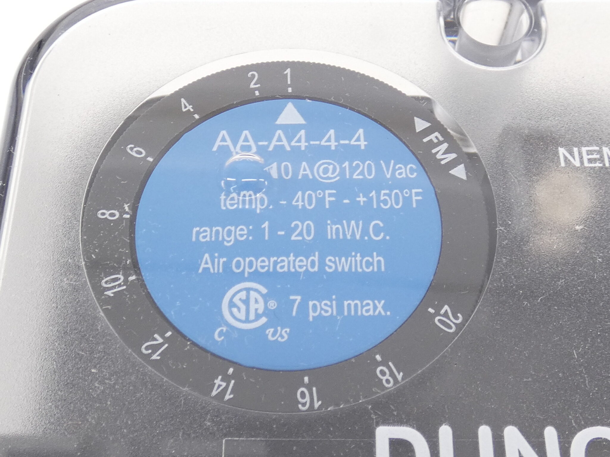 Dungs 267144 Air Operated Pressure Switch 1-20 inWC AA-A4-4-4 – GPM Surplus