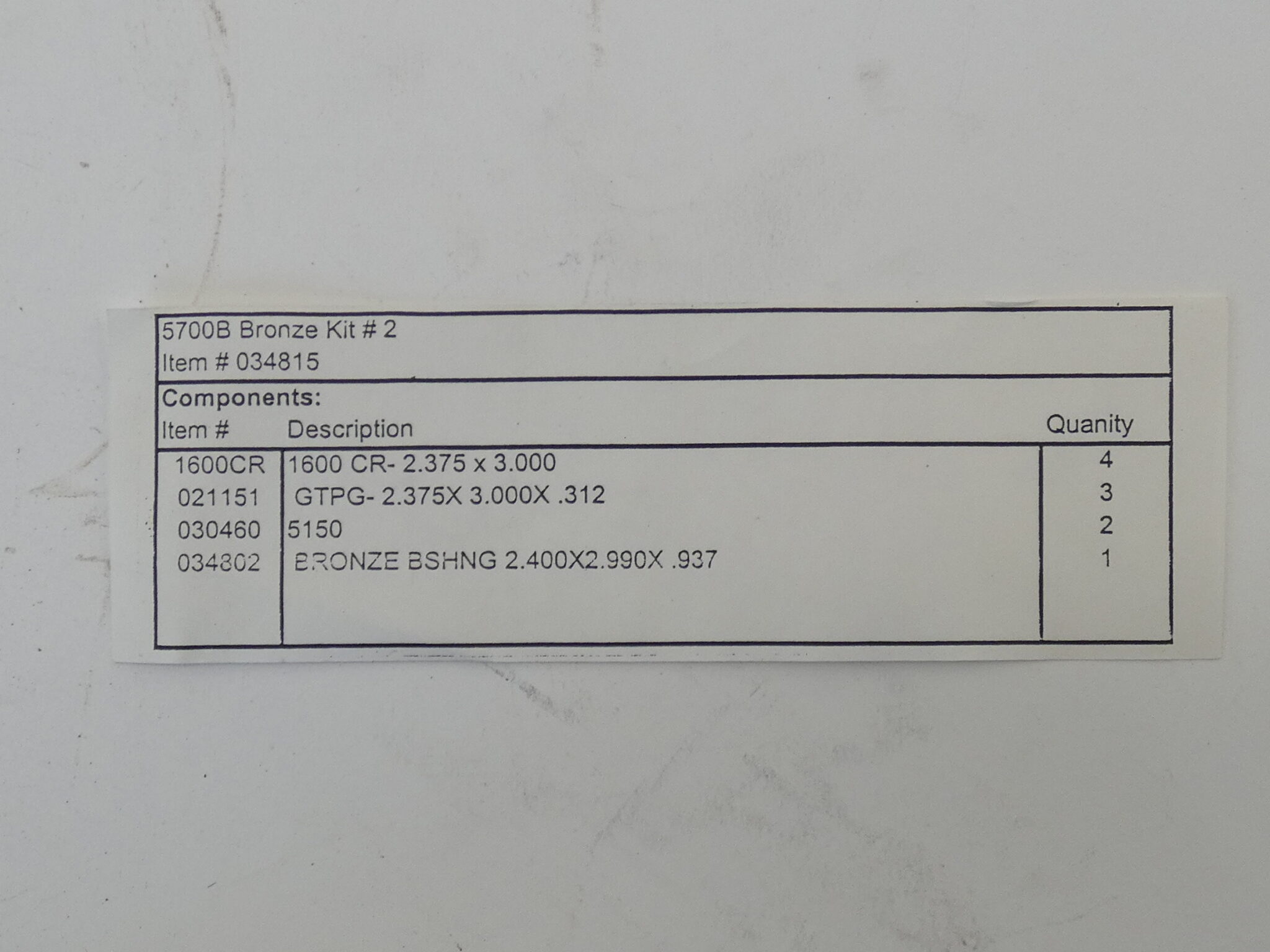 Chesterton 5700B Bronze Sootblower Sealing Kit System Rings 5150 Live ...