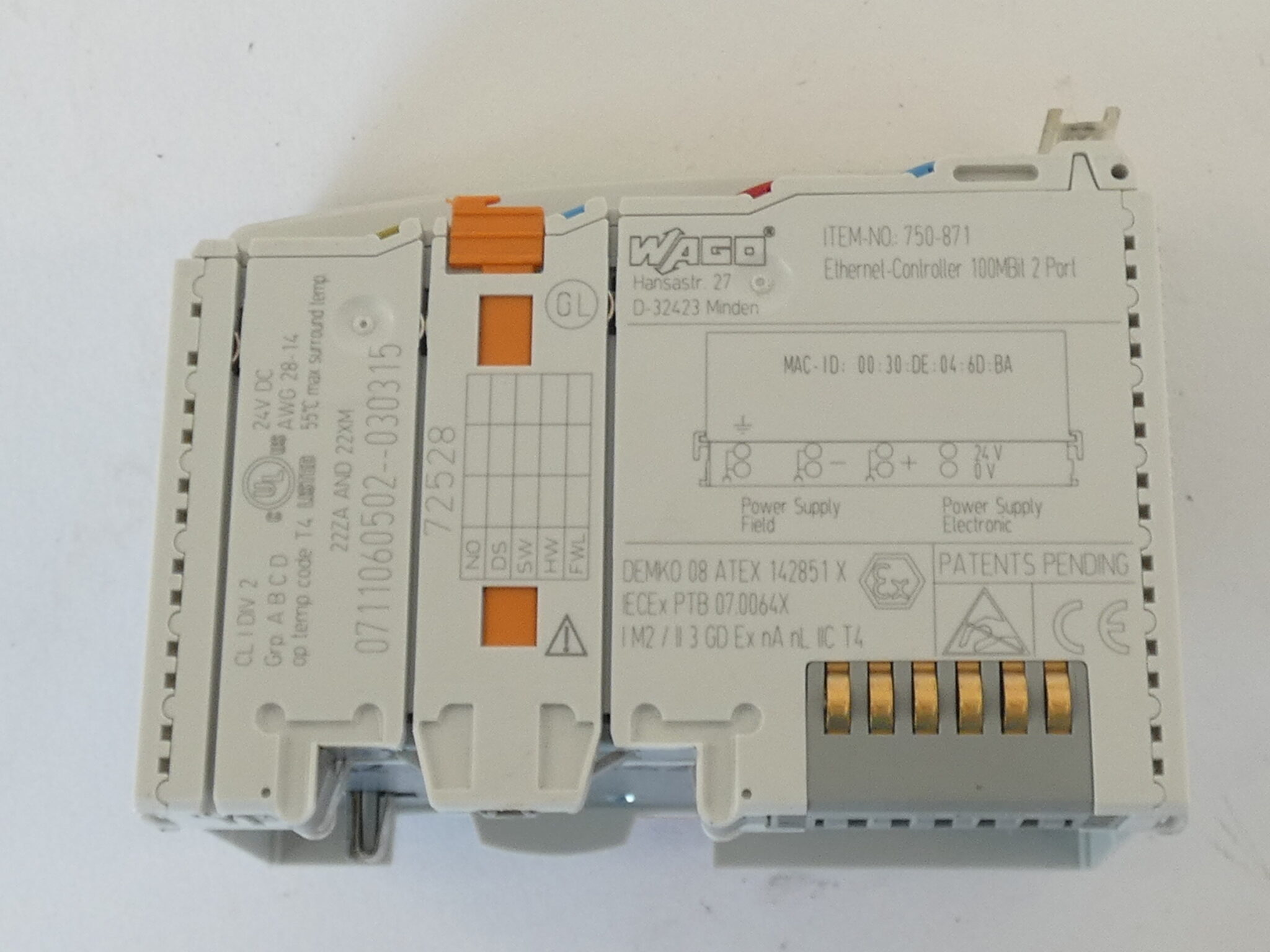 Wago 750-871 Ethernet Controller 100MBI 2 Port – GPM Surplus