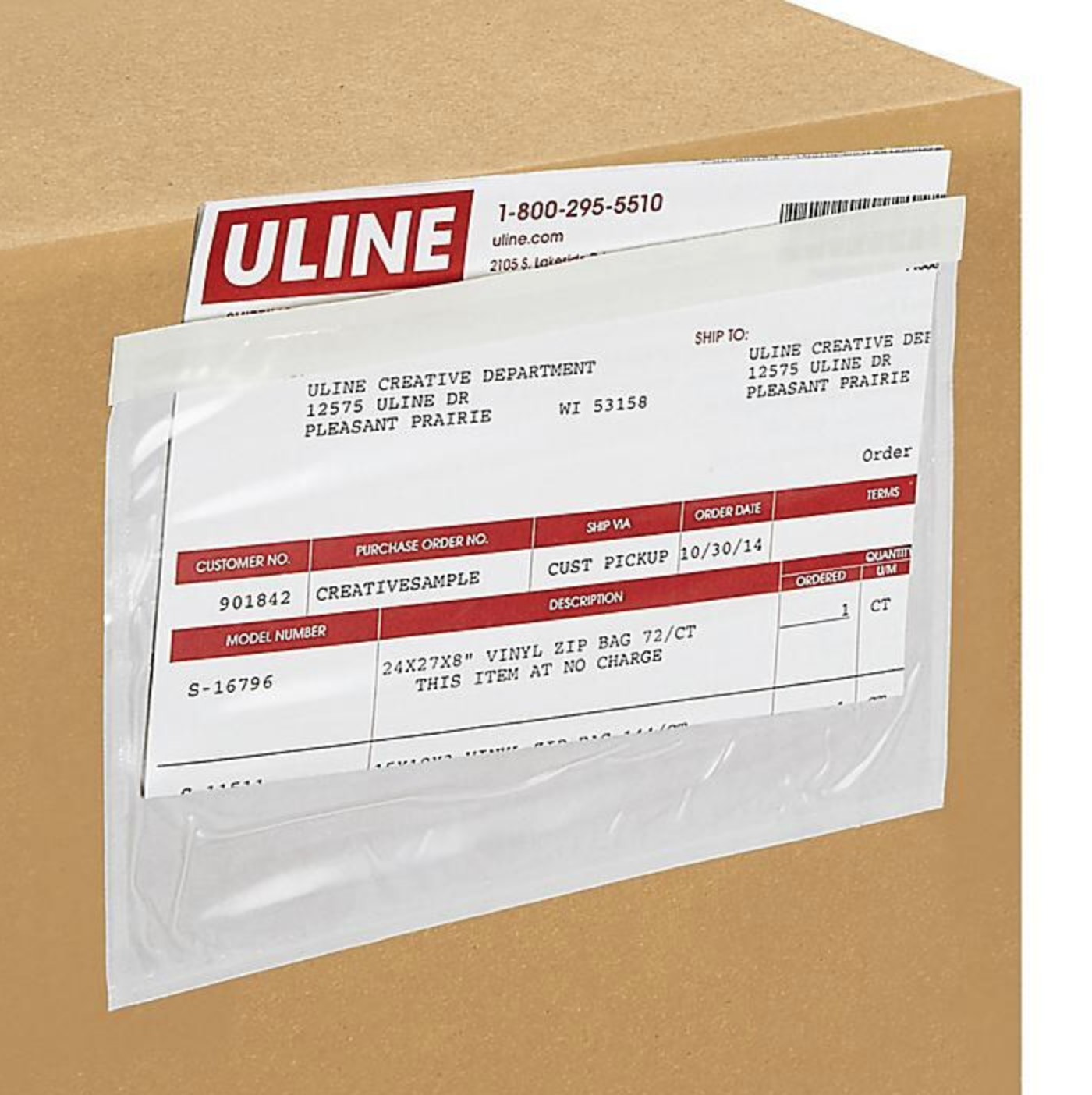 *Box of 1000* ULINE S-14006 Super Stick® Packing List Envelopes, Clear ...