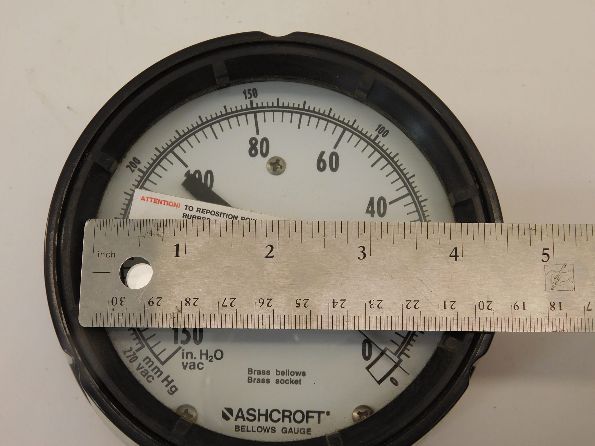 Ashcroft 46 1188AS 02L 150/01WV/M Gauge 4-1/2″ 0-150″ H2O 1/4″NPT ...