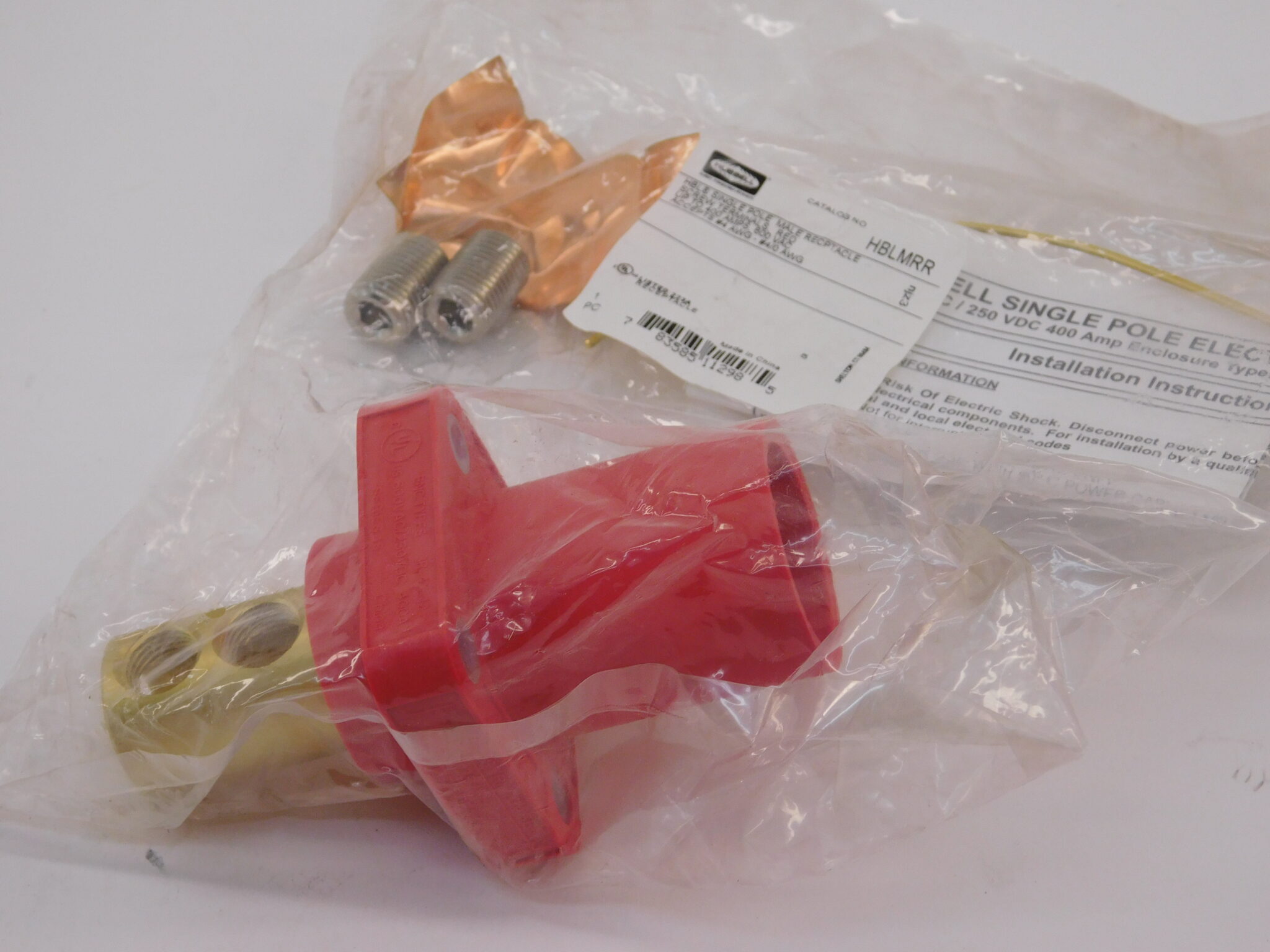 Hubbell HBLMRR Red Single Pole Male Receptacle, 600VAC – GPM Surplus